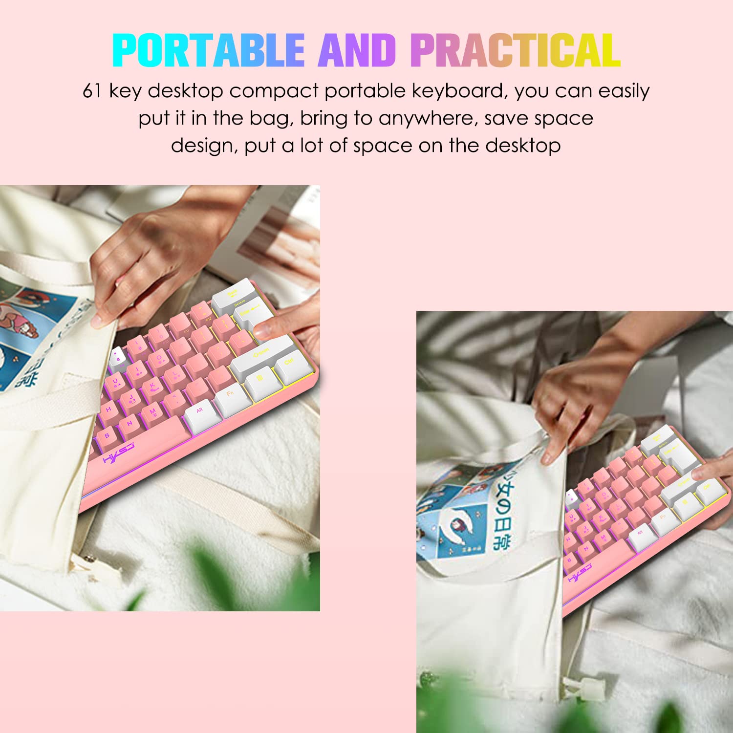 SELORSS Gaming RGB Wired Keyboard and Mouse Combo - USB Gaming Keyboard Compact 61 Keys RGB LED Backlit & Gaming Mouse 6400 DPI - Wired Switch Contoller for Nintendo,Windows PC Gamers,PS4-4 in 1