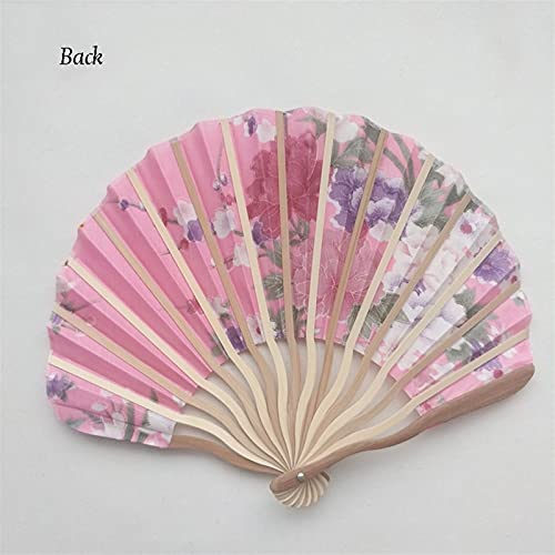 PBLCYUT Ornaments Pattern Chinese Style Hand Held Fans Silk Bamboo Folding Fans Handheld Wedding Hand Fan Portable Folding Fan (Color : H)