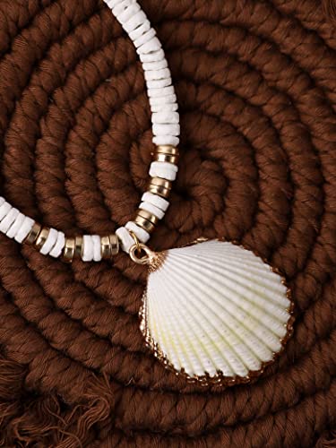 MINACHI Bohemian White Seashell Necklace, Summer Beach Shell Charm Necklace Gifts for Women