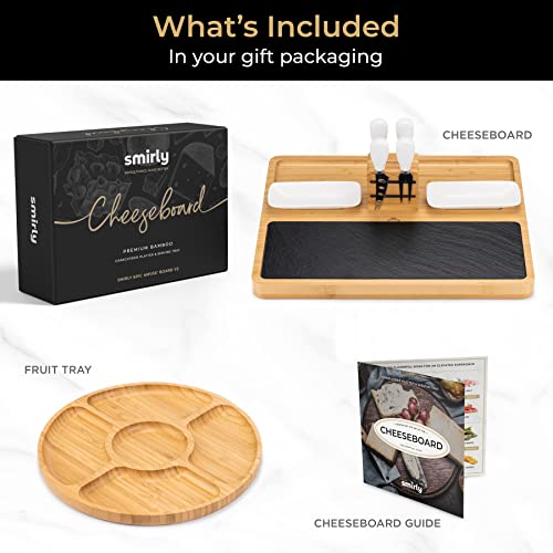 SMIRLY Charcuterie Boards & Accessories, Large Charcuterie Board Set, Bamboo Cheese Board Set, House Warming Gifts New Home (Magnetic Holder)