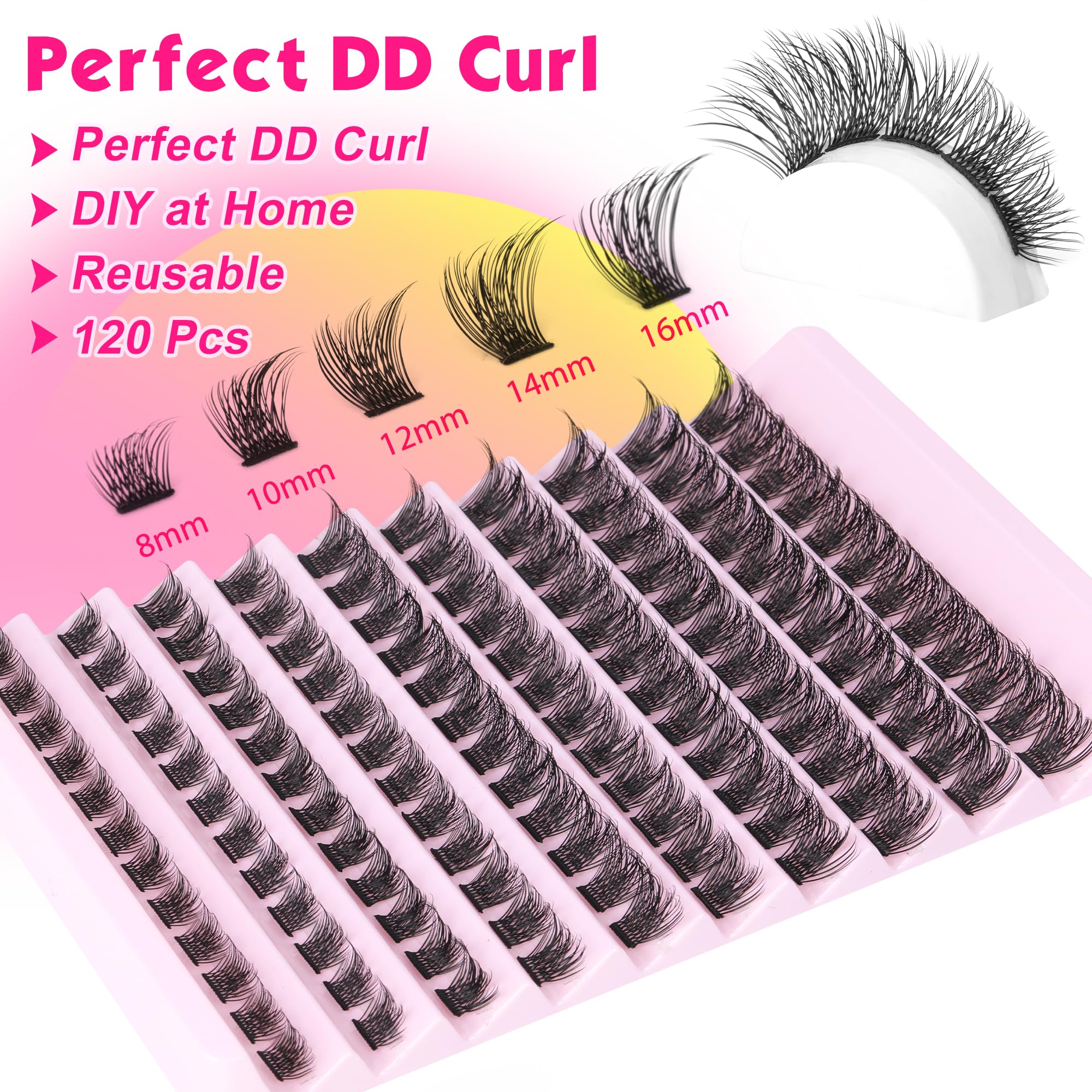 Lash Clusters DIY Eyelash Extension 120 Pcs Cluster Lashes Natural Look Wispy Lash Extension 8-16mm Individual Eyelash Extensions D Curl Cluster False Lashes by TNFVLONEINS