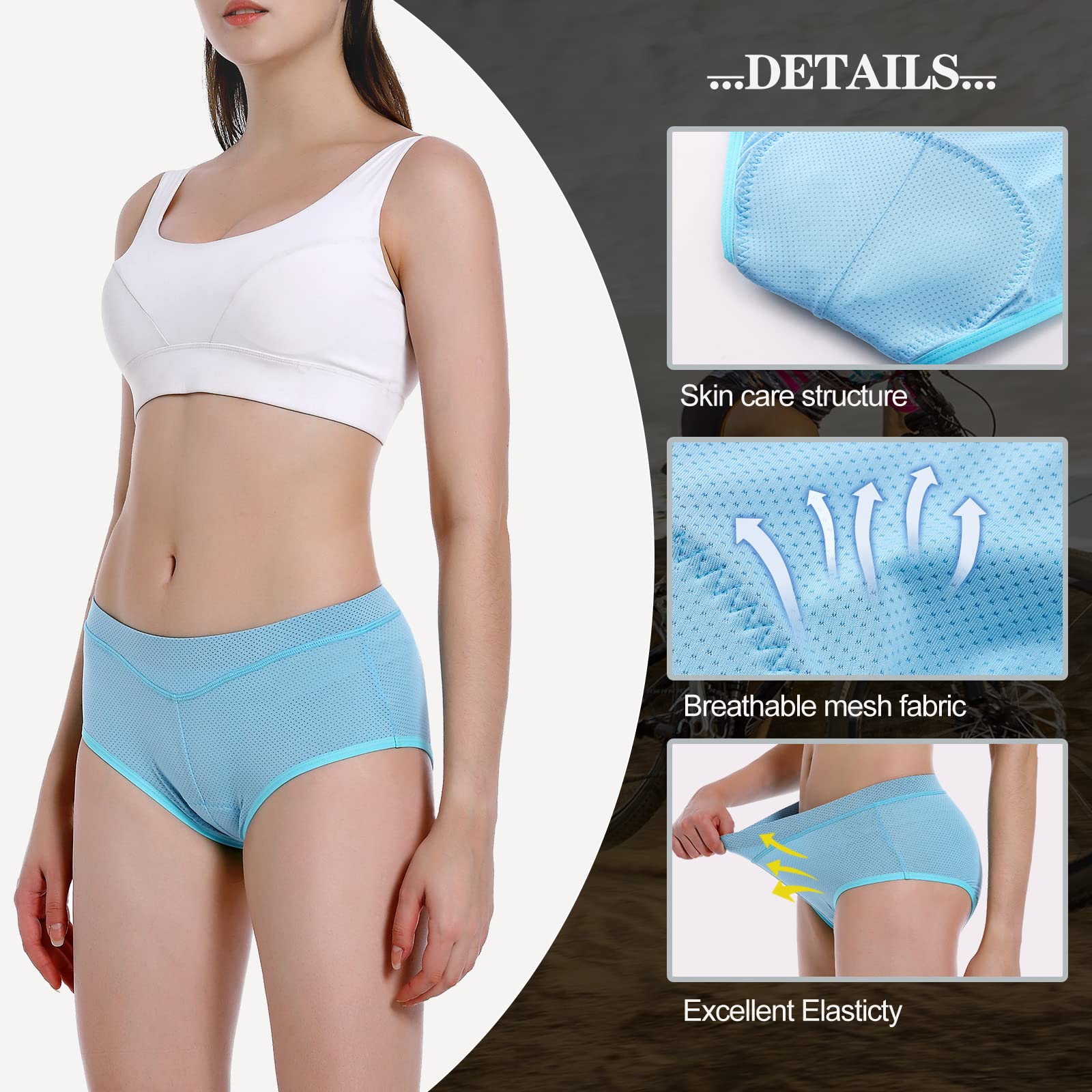 MEETYOO Women's Standard Cycling Underwear 4D Padded Gel Bike Bicycle shorts Mountain Undershorts Riding Briefs, Blue