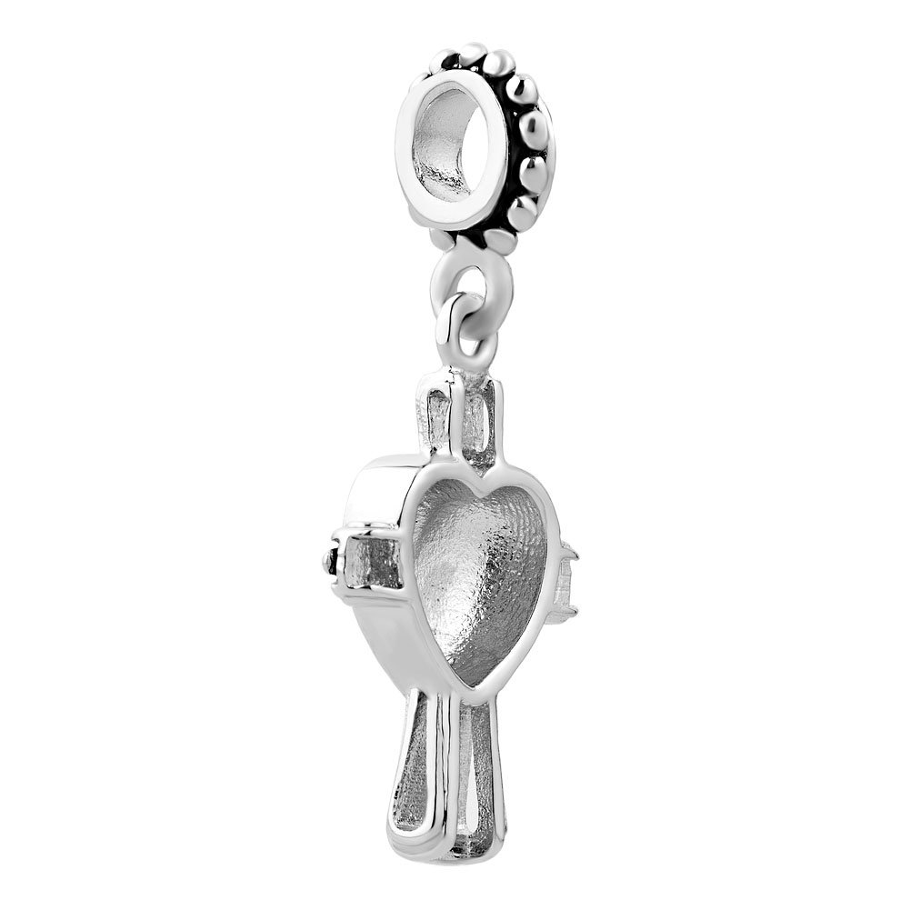 LovelyCharms Cross Charm With God All things are Possible Religious Dangle Bead Fits European Bracelets (Cross Heart)