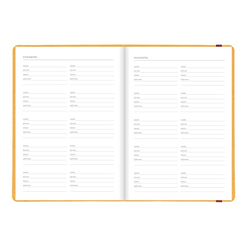 Letts of London Raw Weekly/Monthly Planner, 12 Months, January to December, 2024, Sewn Binding, A5 Size, 8.25" x 5.875", Multilingual, Mustard (C082309-24)