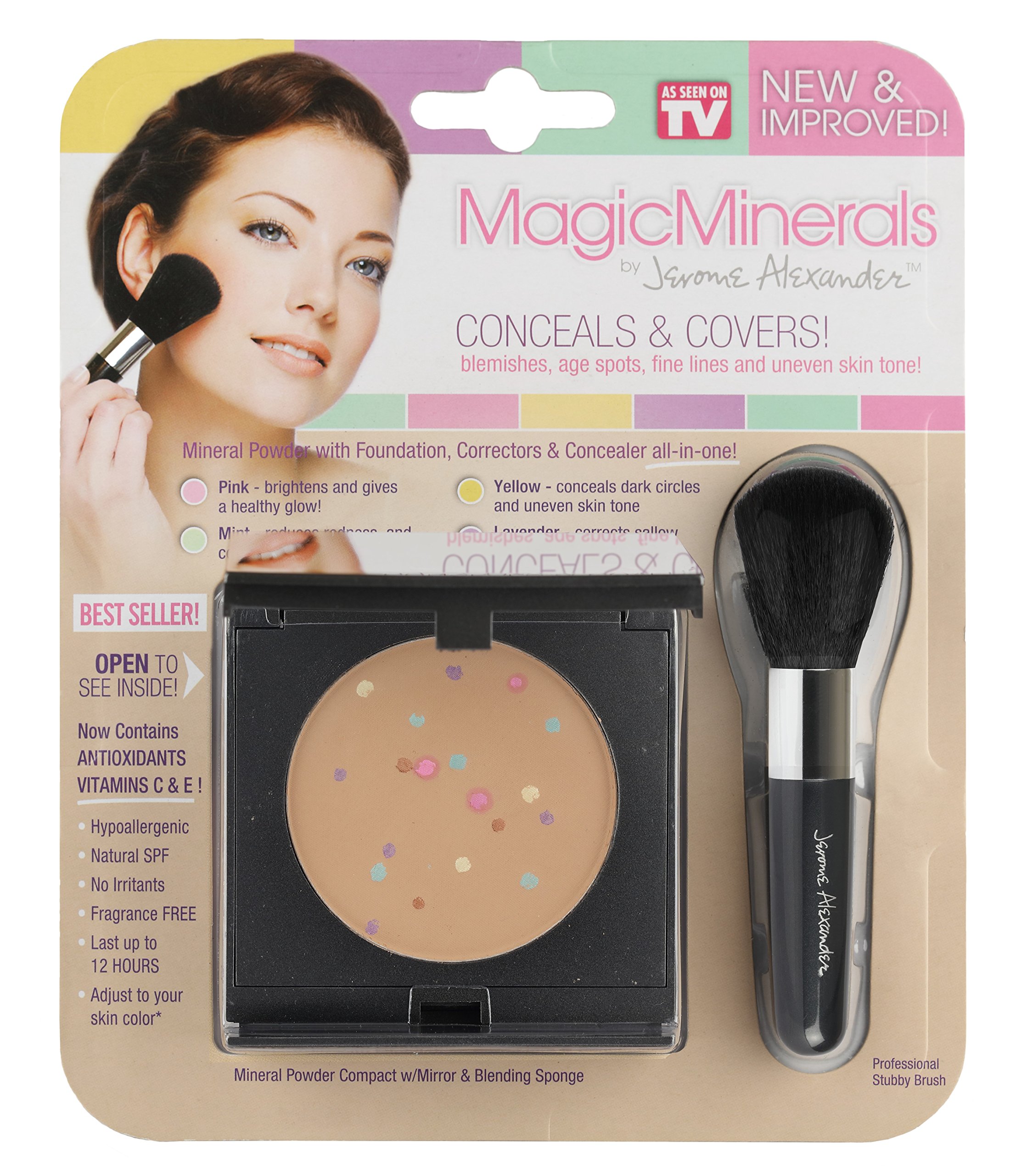 Magic Minerals by Jerome Alexander Mineral Powder Foundation with Color Correctors, Antioxidant Skincare Formula (Medium)
