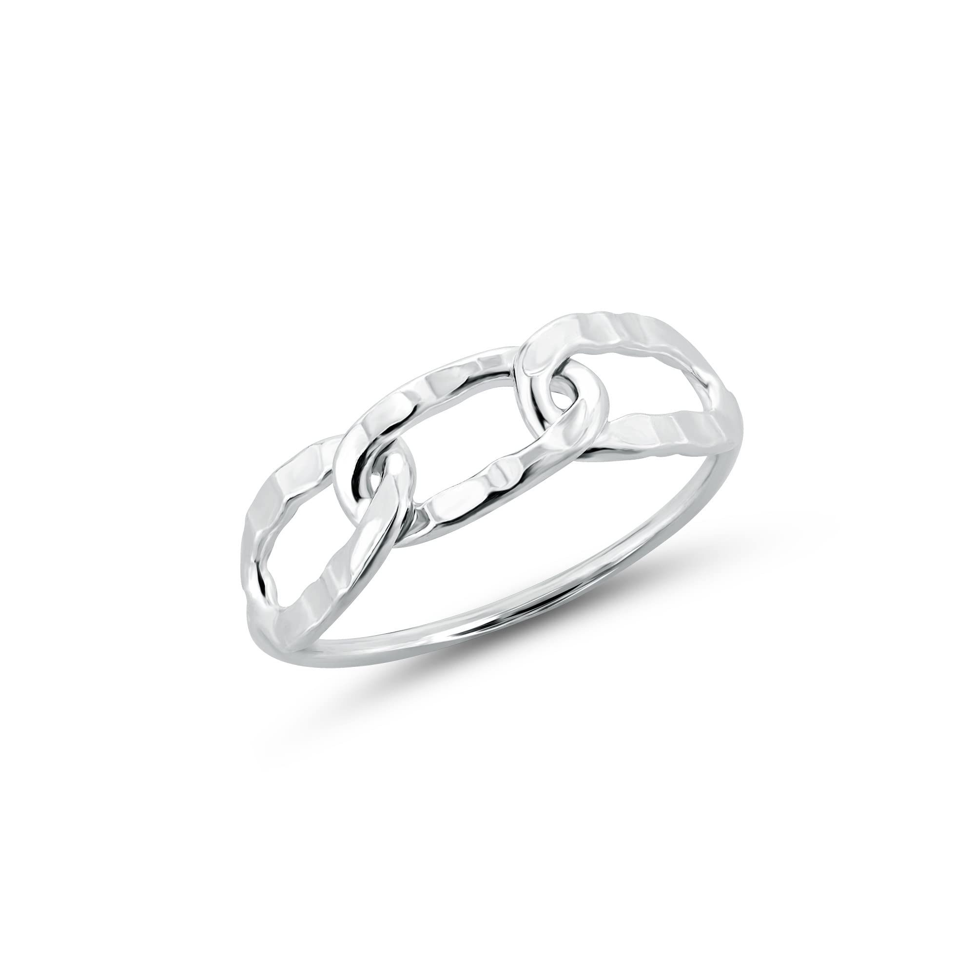 NAARD Circle-Link Silver Band Rings For Women| Promise Ring| Friendship Rings| Stacking Rings| 925 Sterling Silver Rings| Thin Silver Rings
