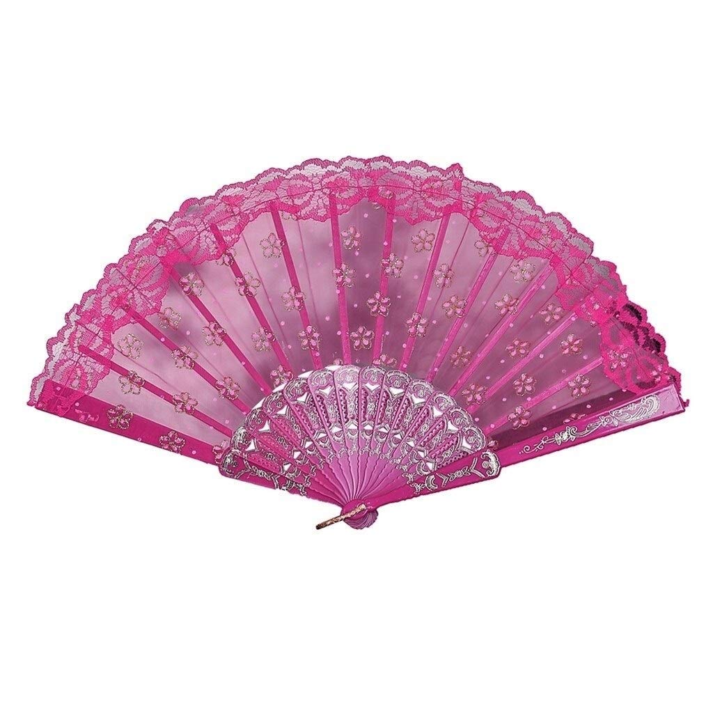 PBLCYUT Ornaments Folding Held Fan Pattern Dance Wedding Party Lace Folding Hand Held Flower Fan Hand Held Fan Chinese Fan Portable Folding Fan (Color : I)