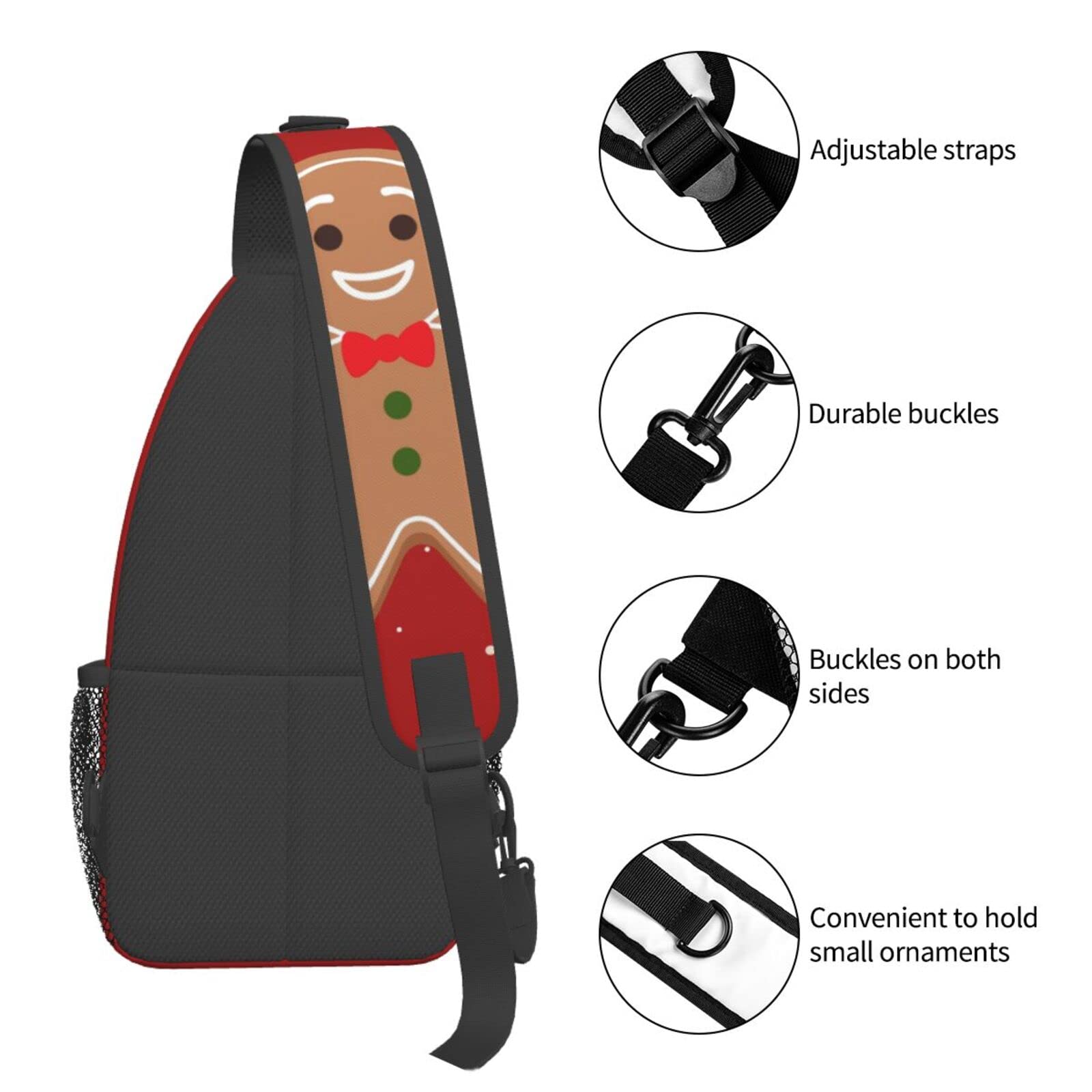 Mvirnsw Christmas Gingerbread Funny Sling Bag Crossbody Backpack Hiking Travel Daypack Chest Bag Lightweight Shoulder Bag For Women Men