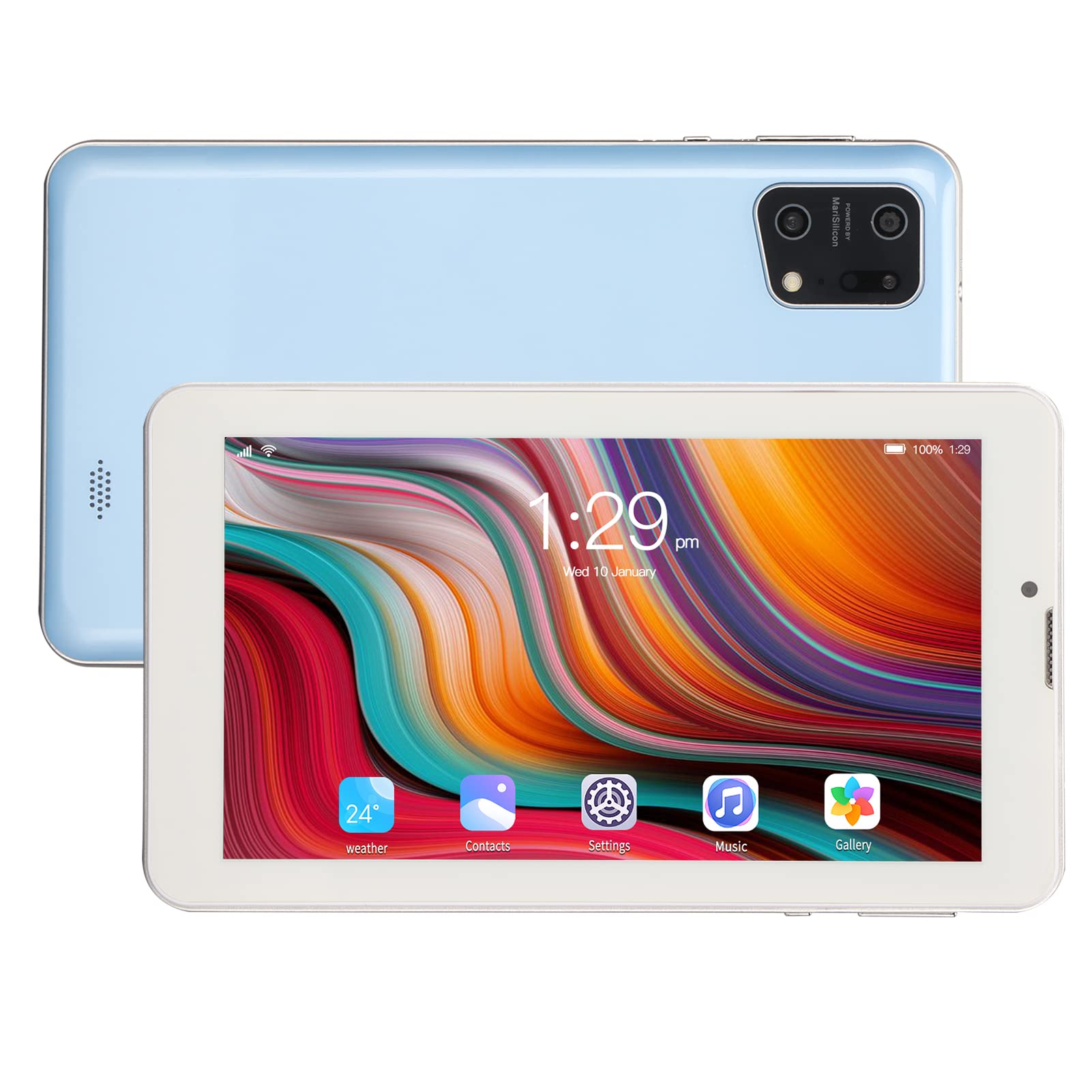 MAVIS LAVEN 7 Inch Calling Tablet, 100-240V HD Tablet 4GB 32GB 7 Inch 1960x1080 IPS Expandable Up to 128GB Blue for Android 10.0 for Watching (US Plug)