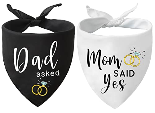 Tillfuru Dad Asked and Mom Said Yes Dog Bandana, Wedding Engagement Photos Bridal Shower Gift Pet Bandanas, 2 PCS(Black and White)