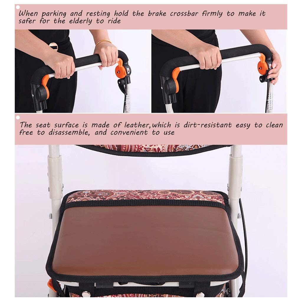 Rollators Walker Walker with Seat Walkers for Seniors Elderly Shopping Cart Folding Shopping Cart,Maximum Load 200kg/440lbs (Size: 50x53x92cm)