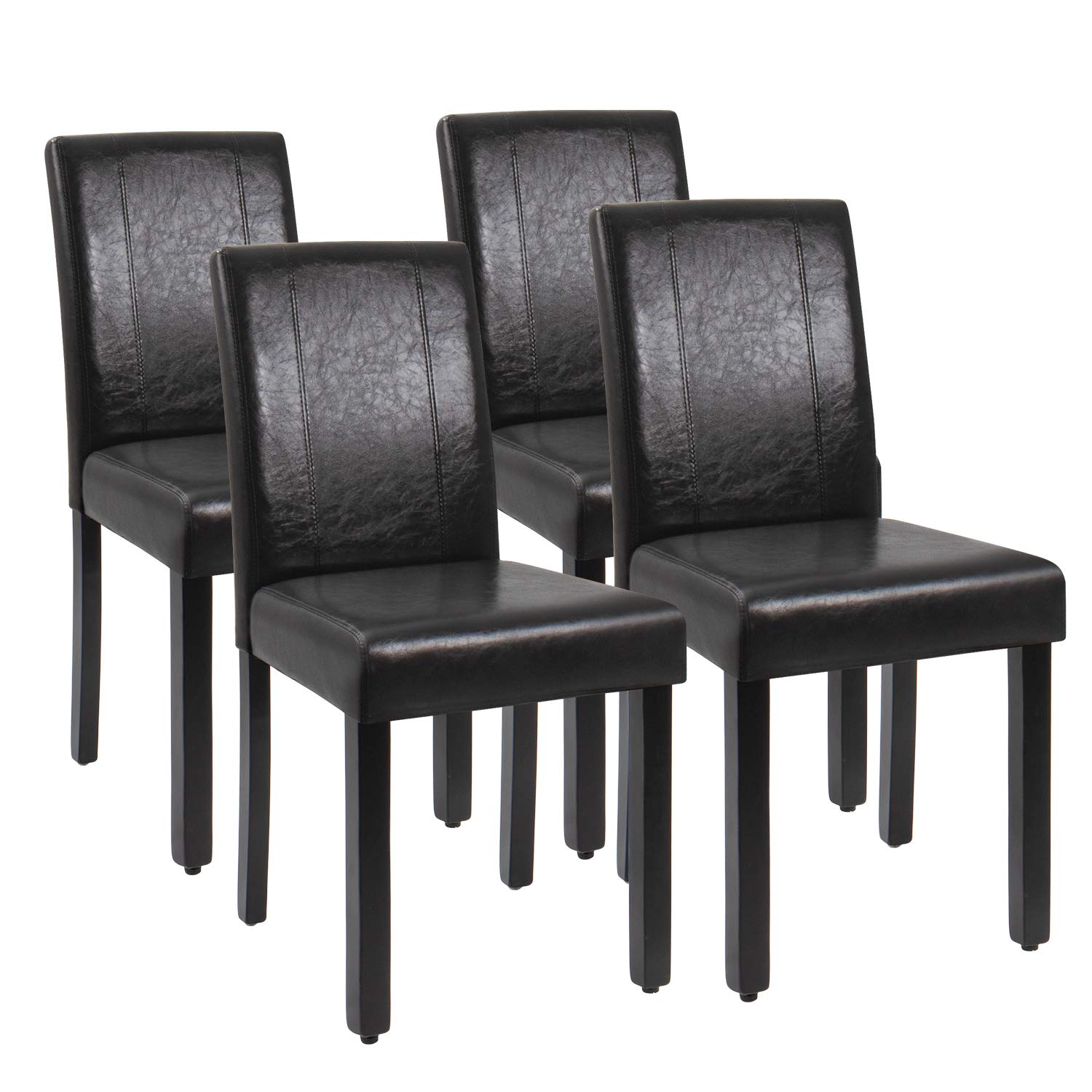 JUMMICO Dining Chair PU Leather Living Room Chairs Modern Kitchen Armless Side Chair with Solid Wood Legs Set of 4(Grey)