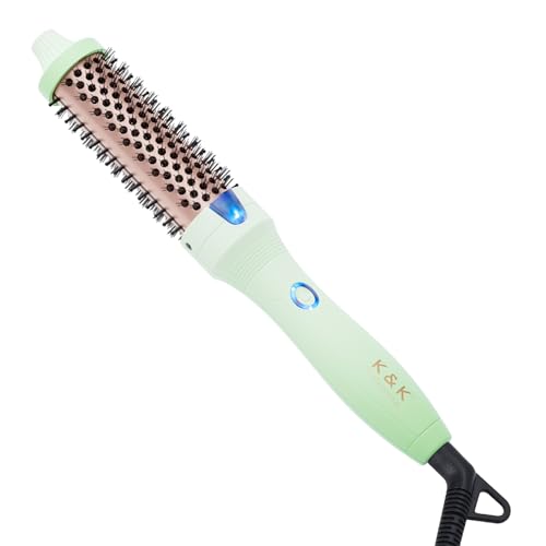 K&K Thermal Brush, 1.25 Inch Heated Round Brush, Professional Heated Curling Ceramic Tourmaline Ionic Curling Iron, Hot Styling Volumizing Brush, Dual Voltage
