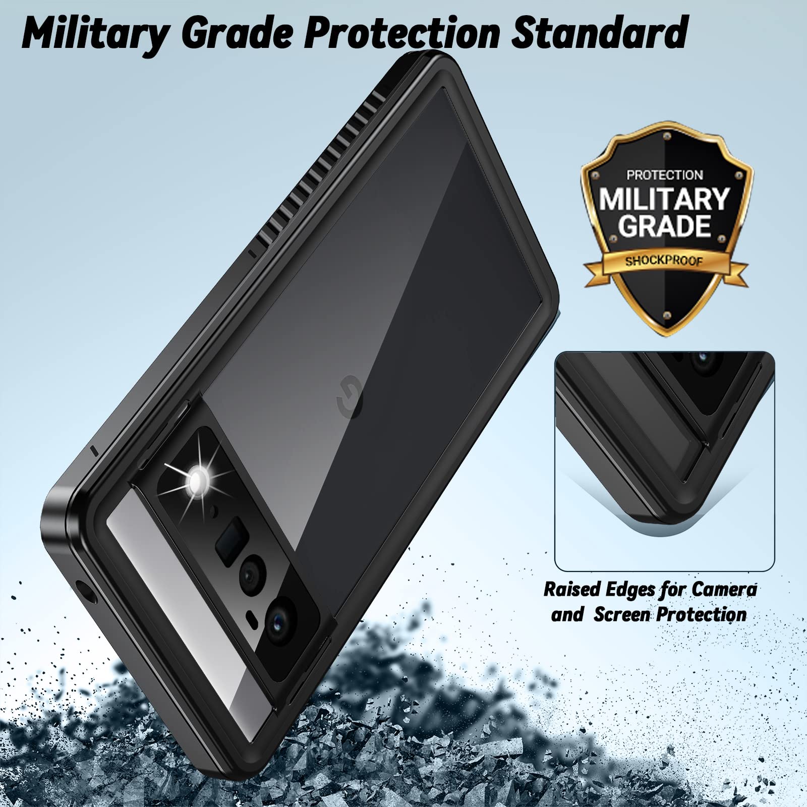 Nineasy for Google Pixel 6 Pro Case Waterproof, 360° Full Body Protection Built-in Screen Protector Heavy Duty Cover IP68 Underwater Shockproof Protective Phone Case for Pixel 6 Pro 6.7” 5G 2021
