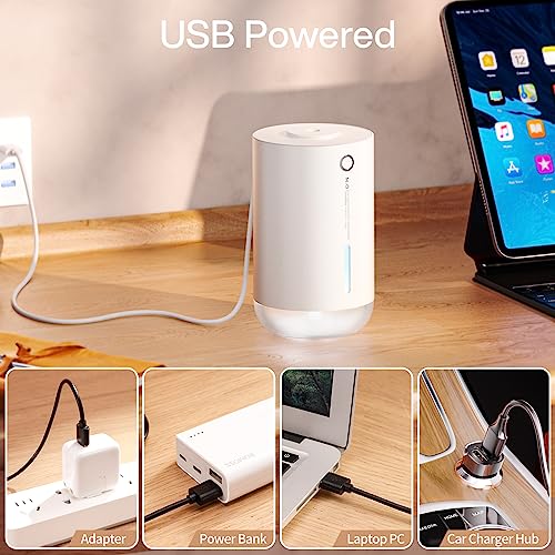 SmartDevil Portable Mini Humidifier, 500ml Small Desk Humidifier, USB Personal Desktop Humidifier for Plants Bedroom Travel Office Home, Auto Shut-Off, 2 Mist Modes, Super Quiet, White