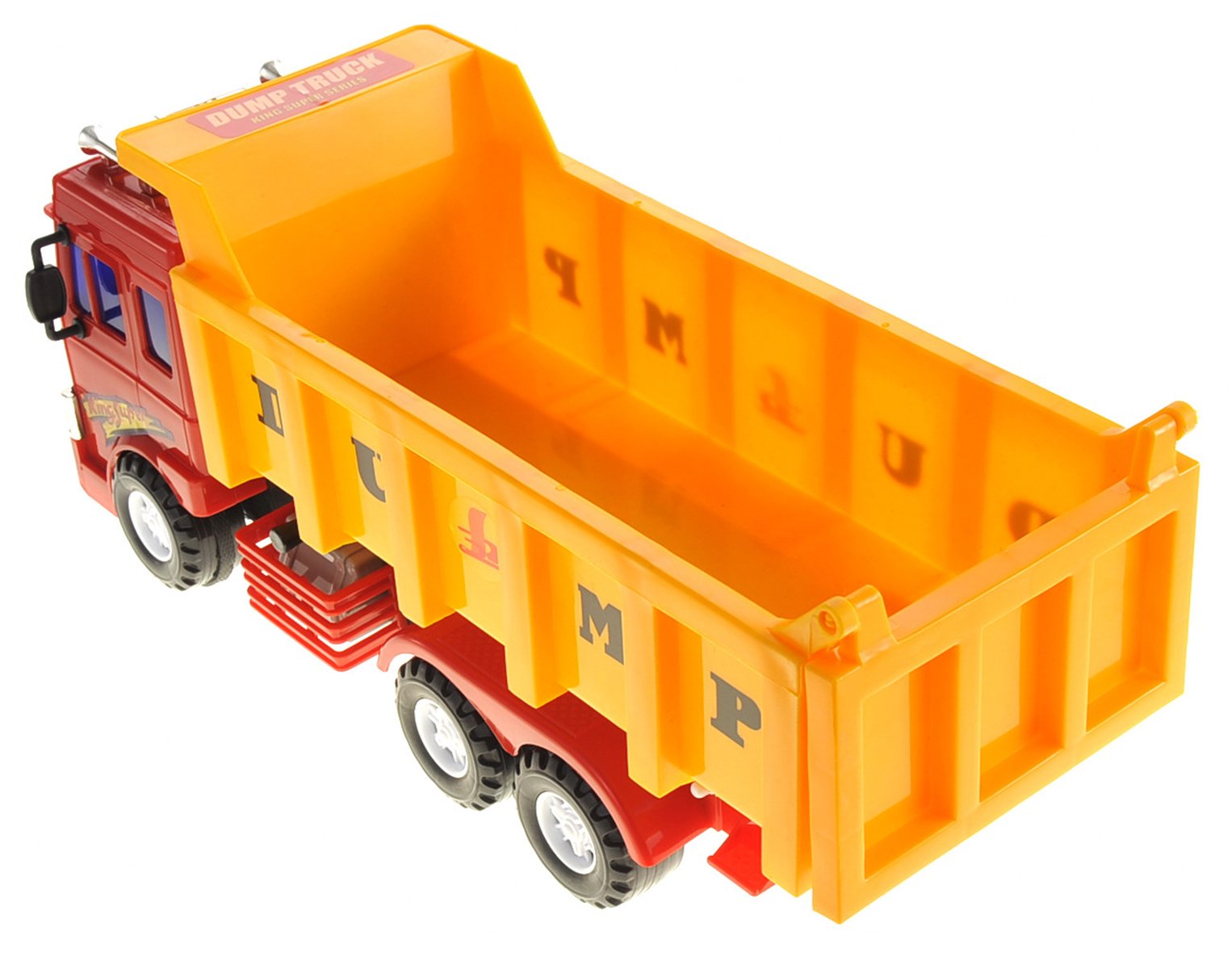 PowerTRC 15" Push & Go Dump Truck Toy | Realistic Friction Powered Dump Construction Truck for Kids Ages 3 Up