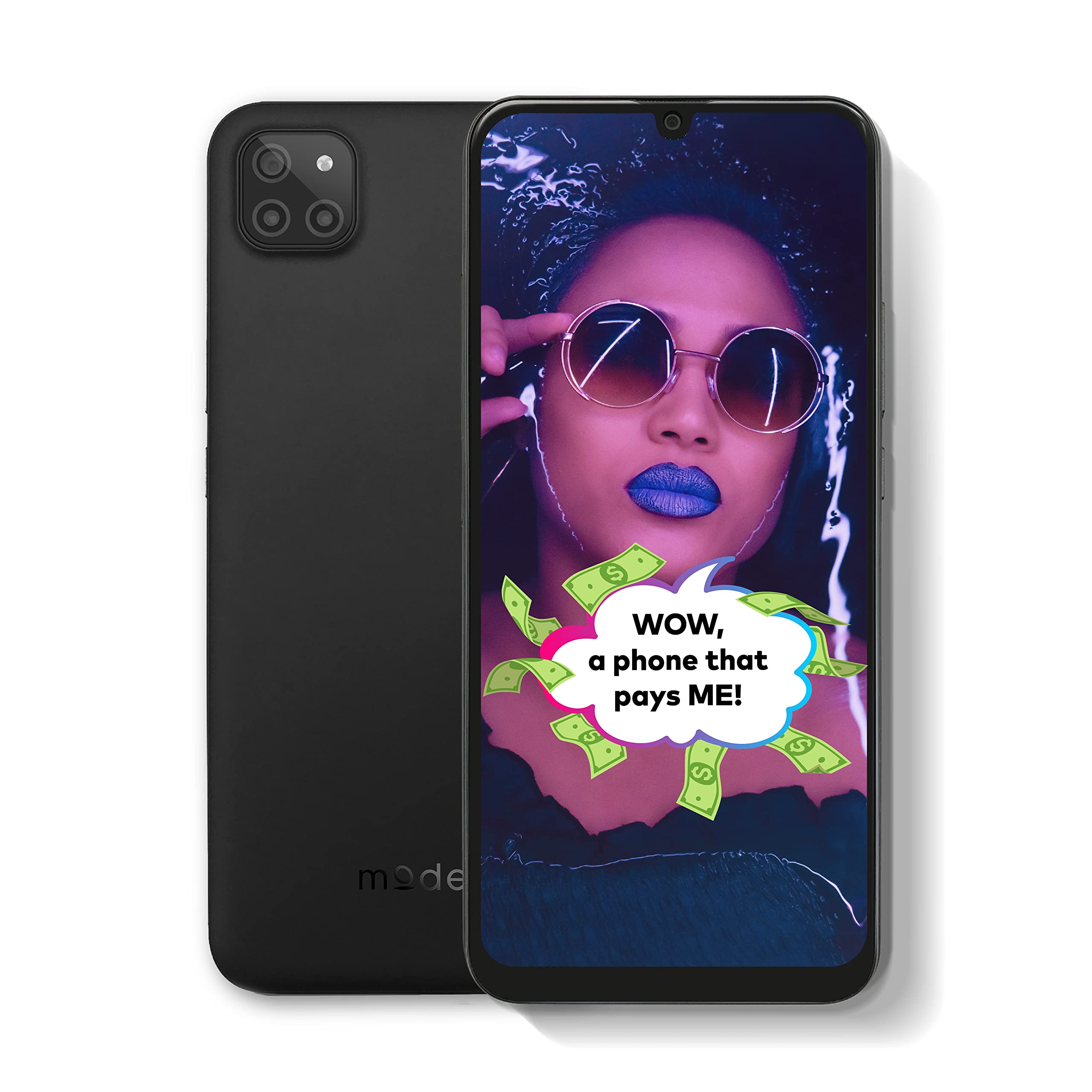 Mode Phone Unlocked Android Cell Phone - The Mobile Phone That Pays You - 64GB Dual SIM Smartphone 2022-6.52" HD, 13MP Triple Camera, 4000 mAh Battery - AT&T, T-Mobile, Straight Talk, Mint & More