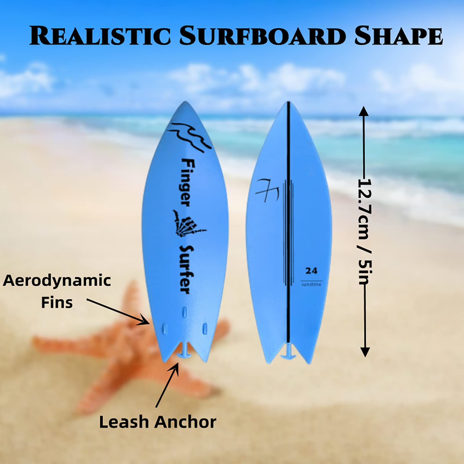 PAYOJA 2023 New Finger Surfboard Creative Wind Deck Finger Surfboard ,Mini Surfing Toys Fingertip , Finger Surfing Stress Relief ,Fingerboard Toy for Car Ride Finger Snowing (B)