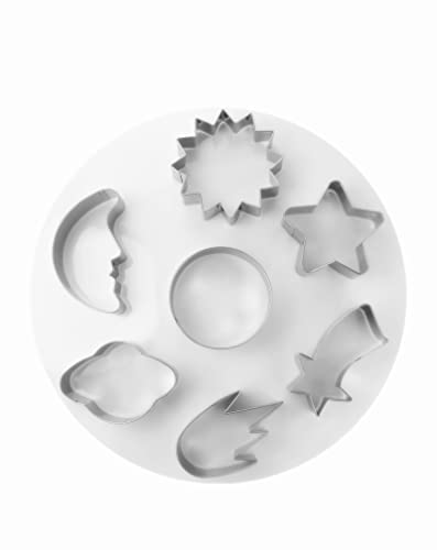 Planet Series Cookie Cutter Set of 7 pcs, Stainless Steel Universe Outer Space Fondant Cutters Set Pastry Biscuit Baking Clay DIY Molds for Kids