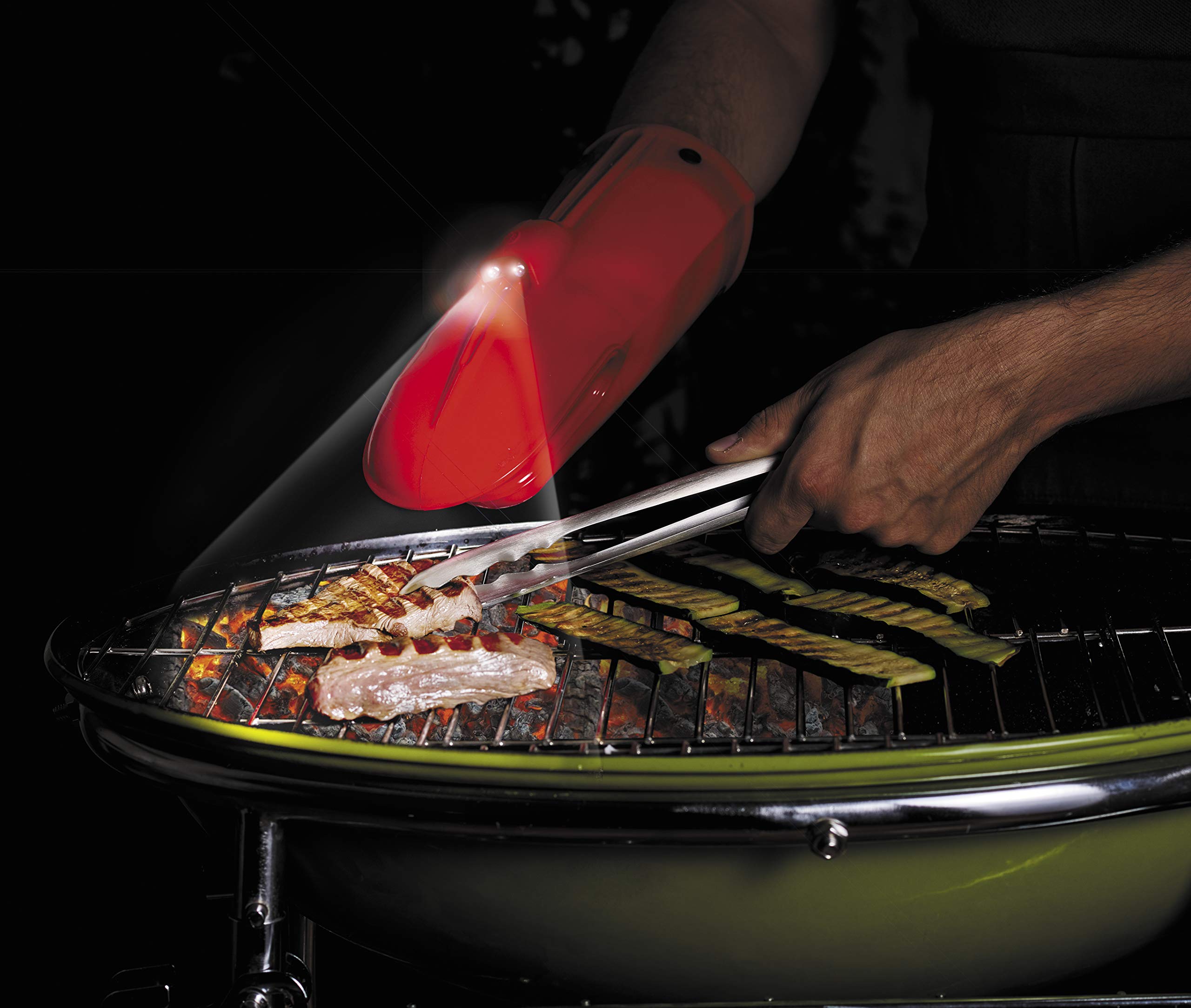 Mastrad Silicone Oven Mitt with LED Light - Lights Up Oven Or BBQ - Non Slip Grooves and Cotton Lining