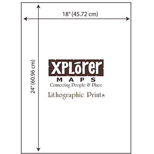Xplorer Maps Maine State Hand-Drawn Map Poster - Authentic 18x24 Inch Vintage-Style Wall Art - Lithographic Print with Soy-Based Inks - Made In USA - Earth Tones