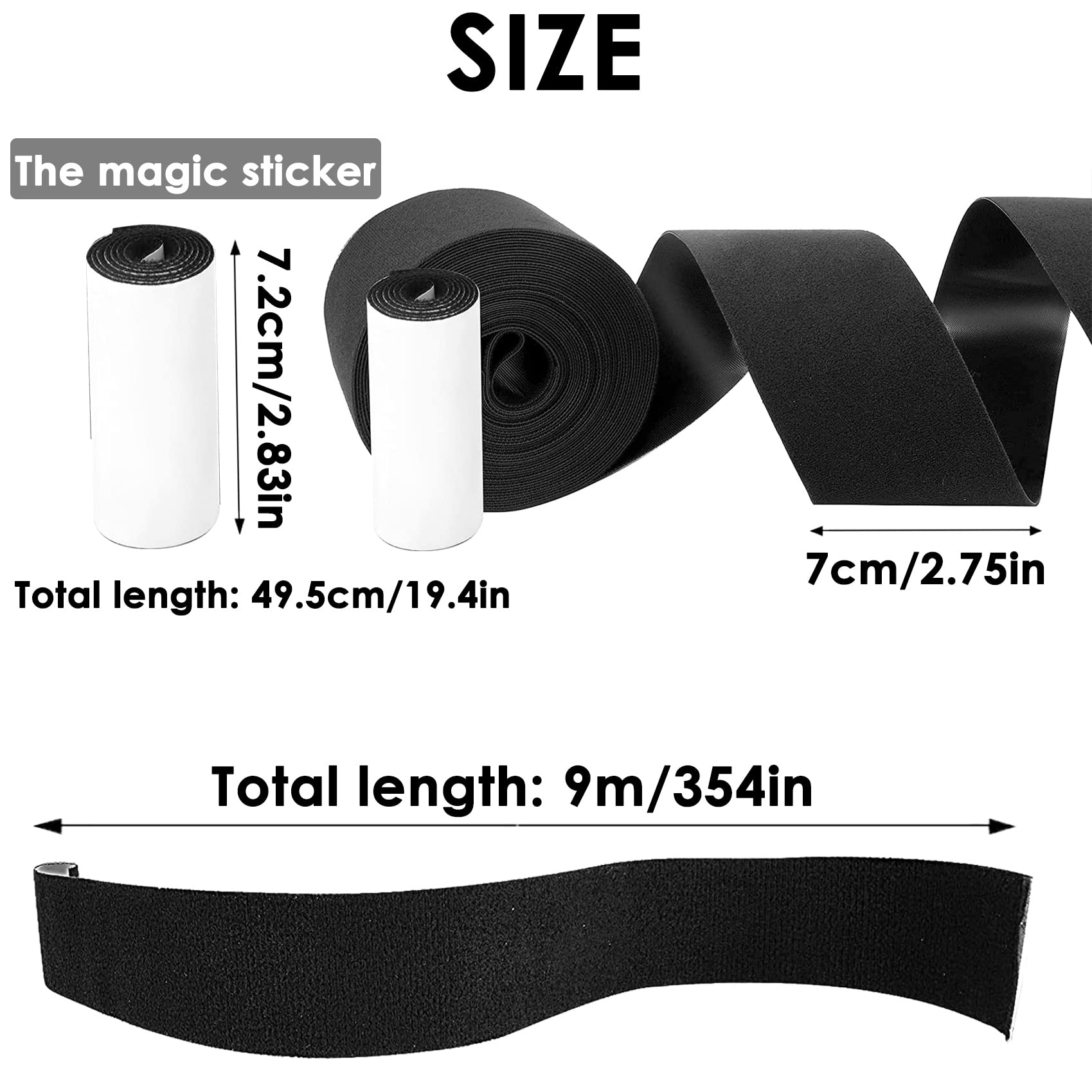 NA Rovepic 394 Inch Couch Gap Blocker Adjustable Bumper for Under Furniture with 19.5 Inch Adhesive Mounting Strap Avoid Things Sliding Under Furniture Bumper Stopper Guards for Bed Bottom (Black)