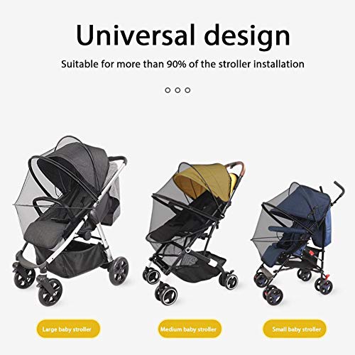 Lorchwise Baby Mosquito Net,Pram Net,for Pushchair,Pram,Buggy,Carrycot and Trave,Car Seats Foldable Two-Way Zippered Mesh Mosquito Net Stroller Accessories
