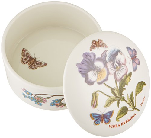 Portmeirion Botanic Garden Set of 3 Covered Boxes | 3.5 Inch Mini Boxes | Ideal for Storing Trinkets and Jewelry | Assorted Floral Motifs | Dishwasher Safe