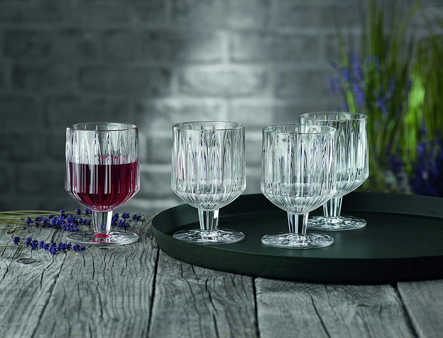 Nachtmann Jules All Purpose Glass, 9 oz, Clear, Dishwasher Safe, Cups, Red Wine and White Wine Glasses, Goblet Party Drinking Glasses with Stem, Set of 4