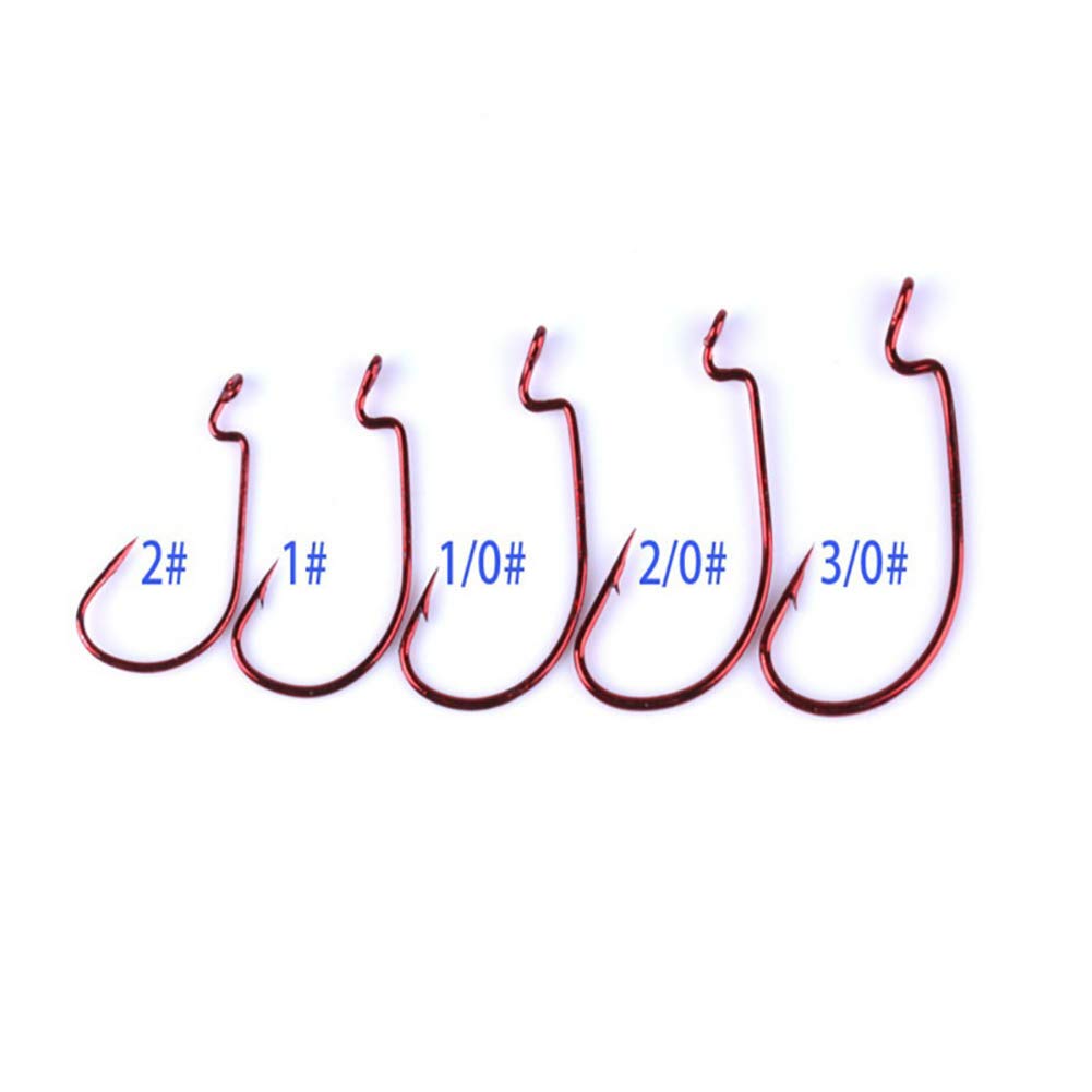 mogen886 50Pcs Durable Carbon Steel J-Shaped Barb Jig Hooks Fishhooks Fishing Tools for Outdoor Multi