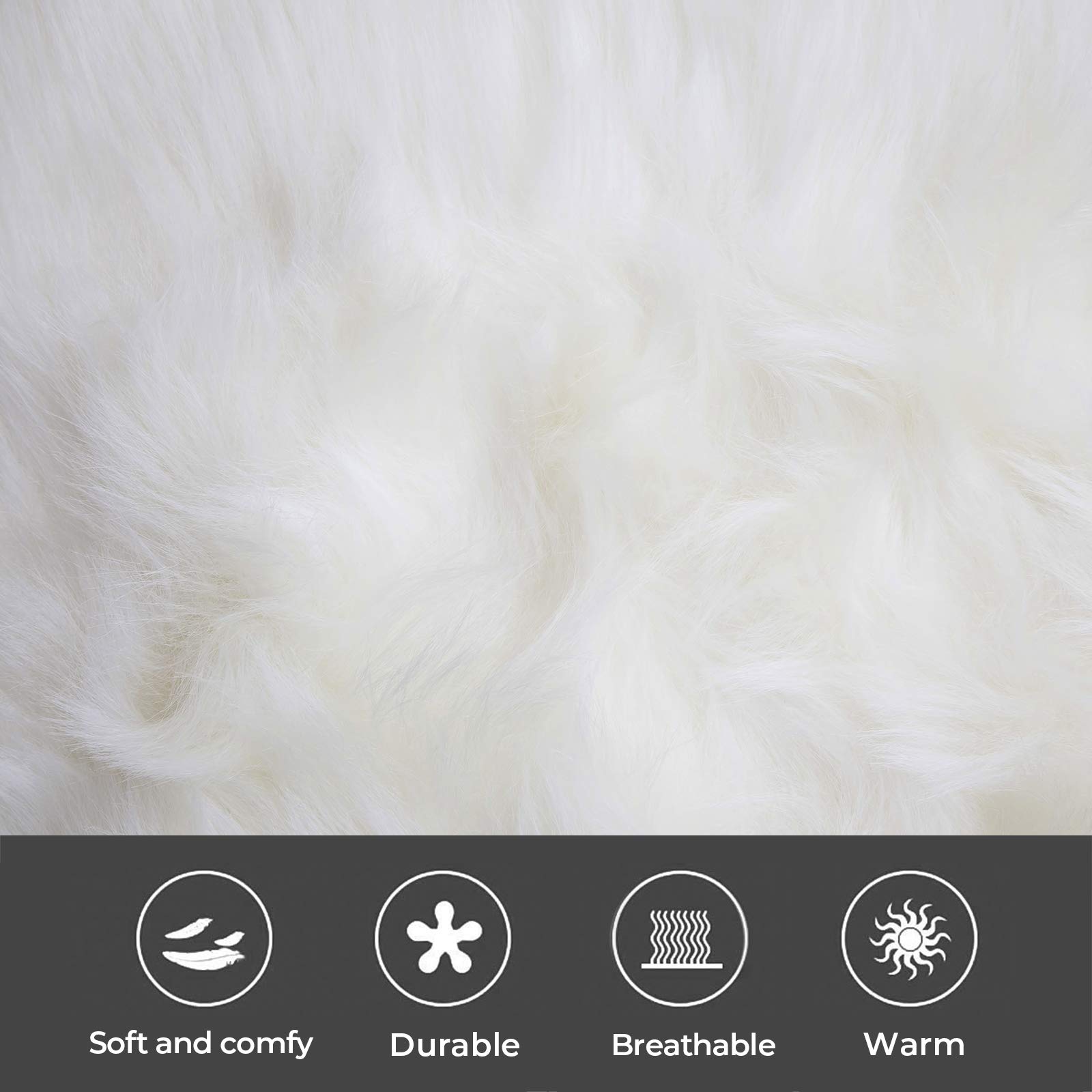 HYSEAS Set of 2 Decorative Faux Fur Throw Pillow Covers, White Fluffy Soft Fuzzy Square Cushion Cover Pillow Case for Sofa, Couch, Chair, Bed, Cafe, 18 x 18 Inches