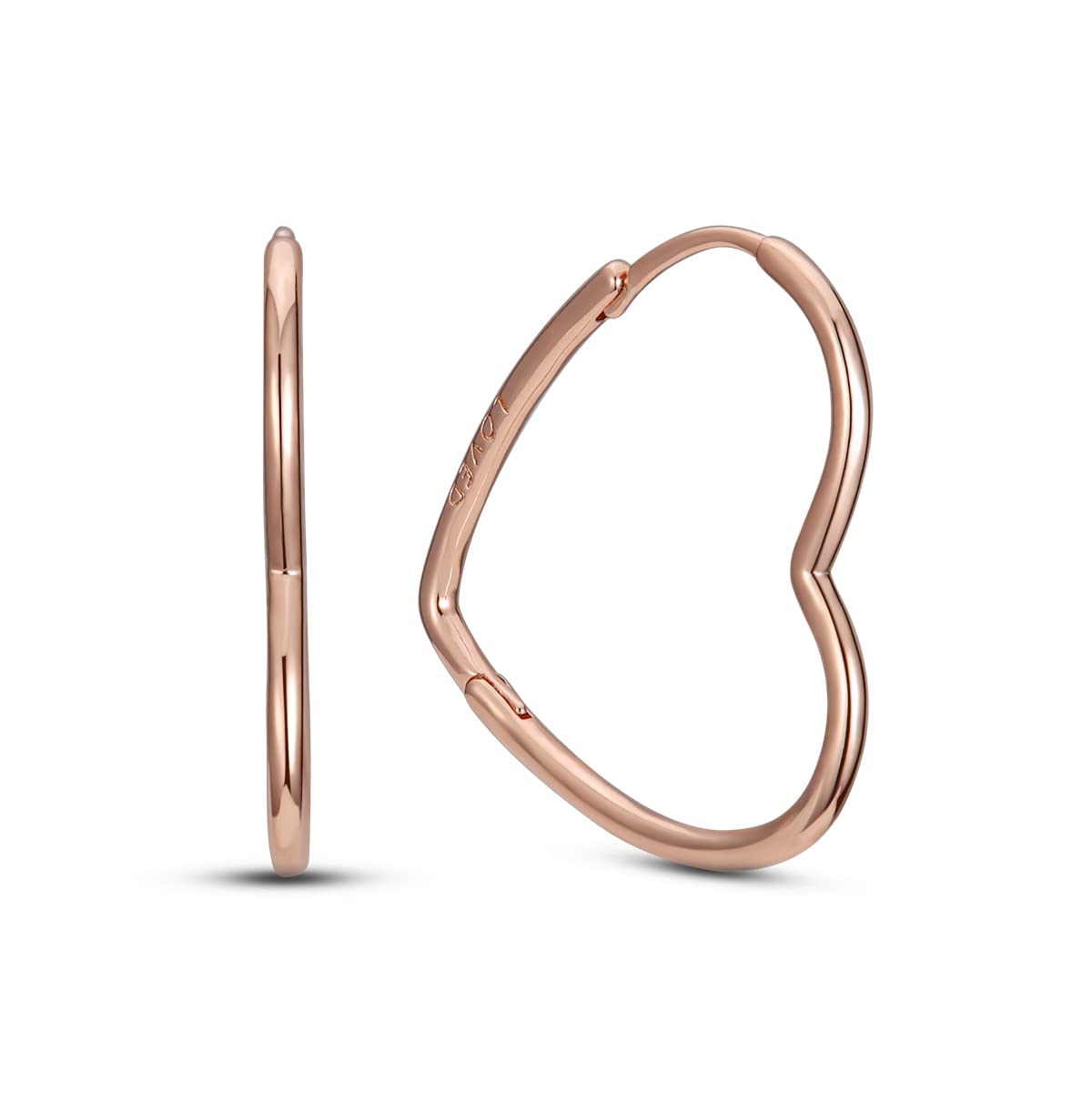 NARMO Silver Hoops Asymmetrical Heart Earrings for Women Gold Cubic Zirconia Hypoallergenic Earrings (PTE008)