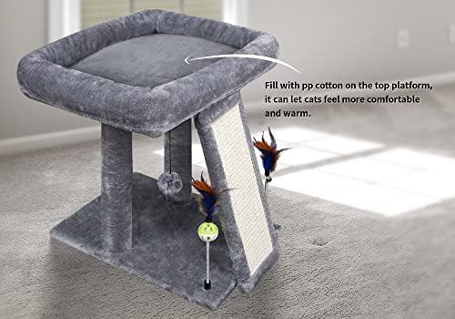 TINWEI Cat Tree with Cat Condo Scratch Post Hammock Hanging Ball