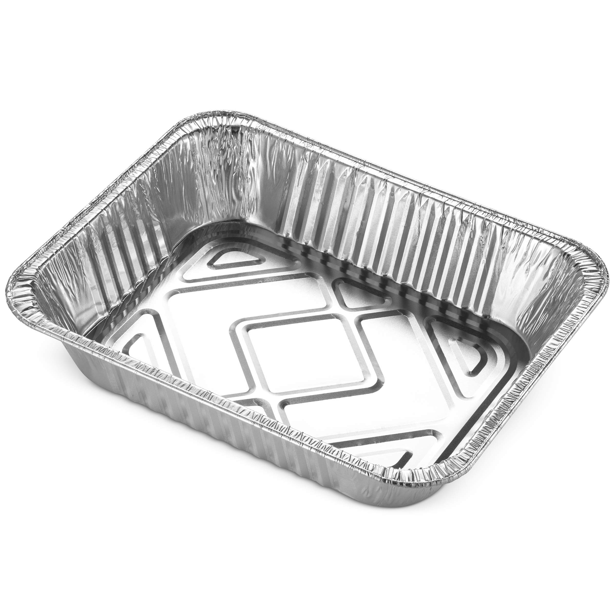NYHI 9x13” Aluminum Foil Pans (30 Pack) | Durable Disposable Grill Drip Grease Tray | Half-Size Deep Steam Pan and Oven Buffet Trays | Food Containers for Catering, Baking, and Roasting