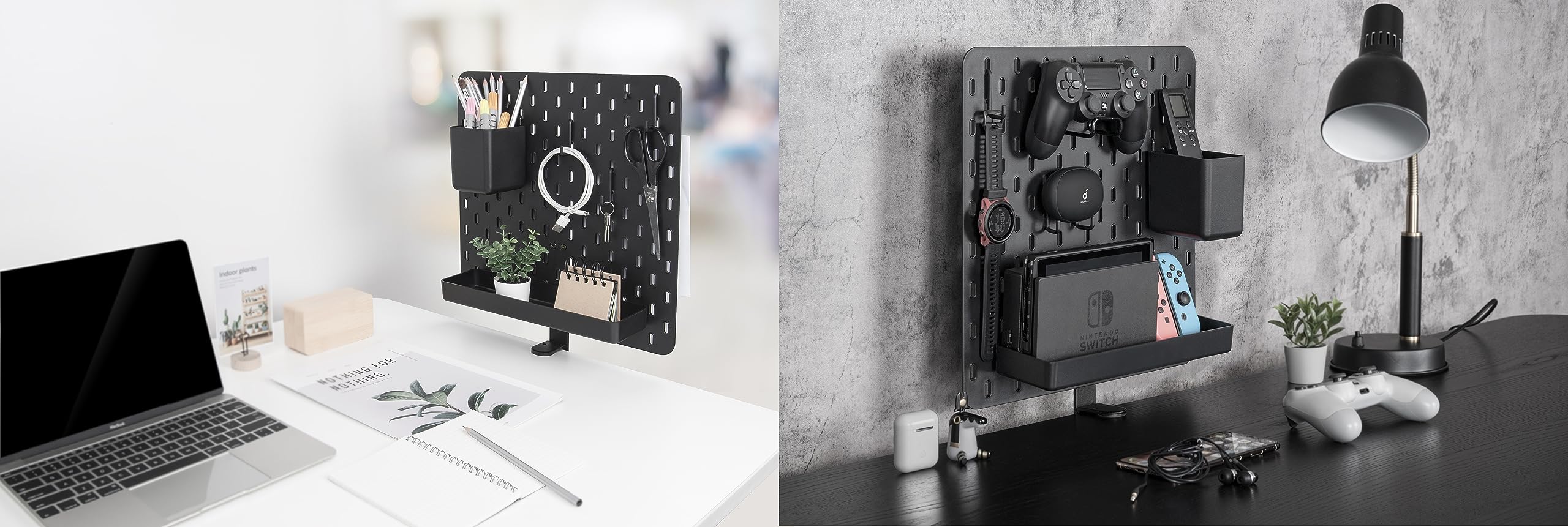 MAX SMART Clamp-on Desk Pegboard, Desk Privacy Panel, Office & Gaming Desk Organizer, Standing Desk Accessory - Efficiently Organize Above or Under Desk Placement