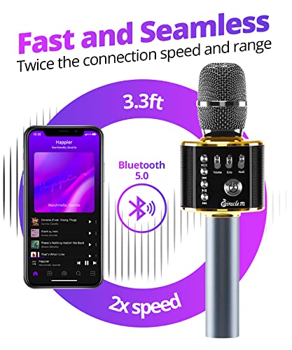 M37 - Bluetooth Karaoke Microphone Wireless - Bluetooth Microphone Wireless - Wireless Microphone Karaoke - Microphone for Kids - Carpool car Karaoke Microphones with Speaker - Karaoke mic