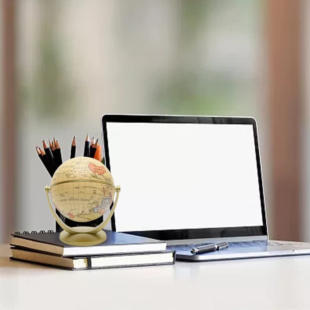 Mini World Globe Desktop Globe for Classroom Geography Teaching Rotating World Map Globe With Base Educational Tool Desk & Office Decor (4.72 x 5.9 inch)