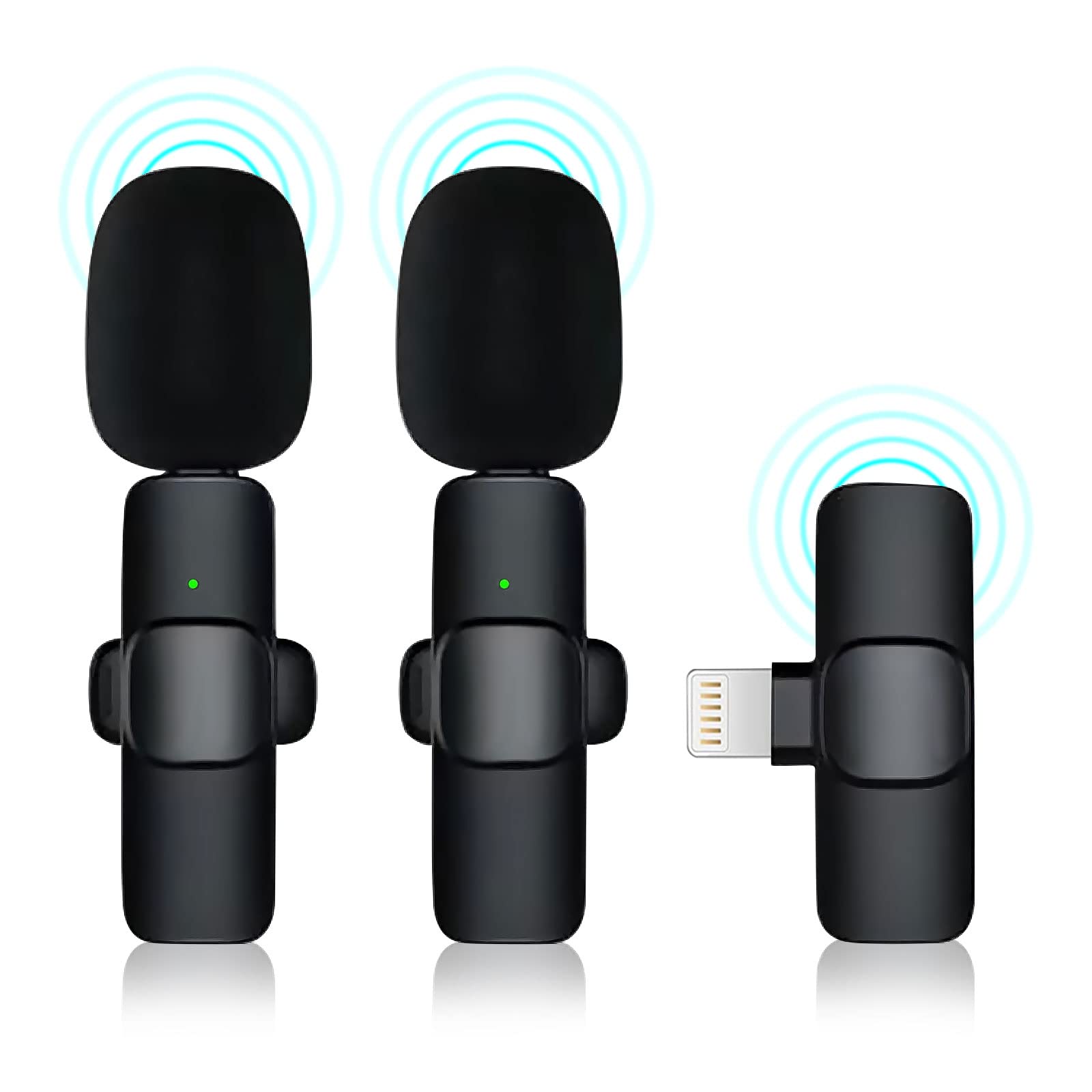 QBOMB Wireless Lapel Microphone for iPhone - Multipurpose Clip-on Microphones 360°Omnidirectional Pickup Mini Microphone Wireless Plug and Play Suitable for Live Show,Interview,Vlog Short Video