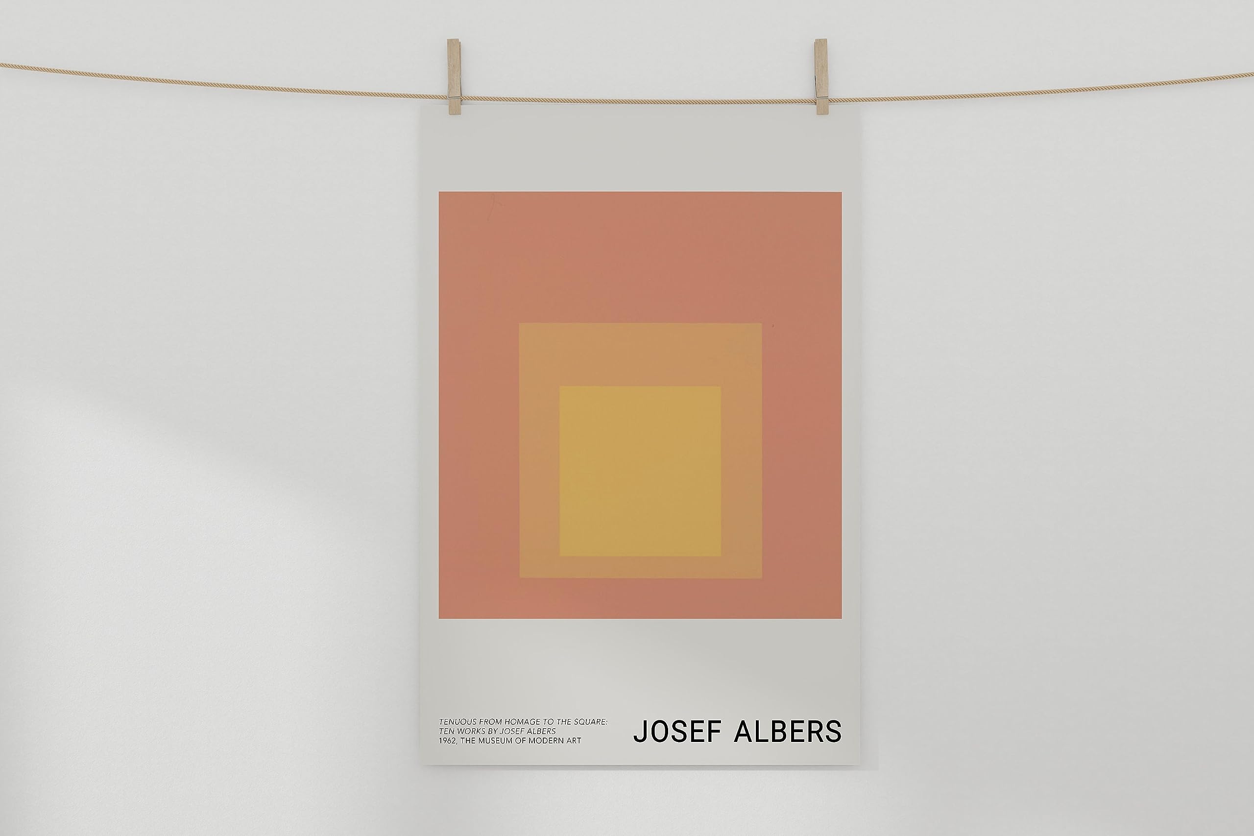 Josef Albers Print, Coral Pink Abstract Geometric Wall Art, Minimalist Exhibition Poster, Modern Bauhaus Scandinavian Decor,