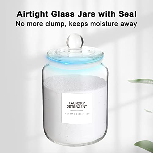 Mustry Glass Jars for Laundry Room Organization Jars Half Gallon Laundry Storage Glass Containers with Labels Organization with Lid for Laundry Detergent Laundry Pods Container, 2 Jars