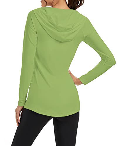 Vodi Mosa Lighweight Thin Hoodies For Women Summer Fall Athletic Hooded Sweatshirts Womens Sun Shirt(Green, L)
