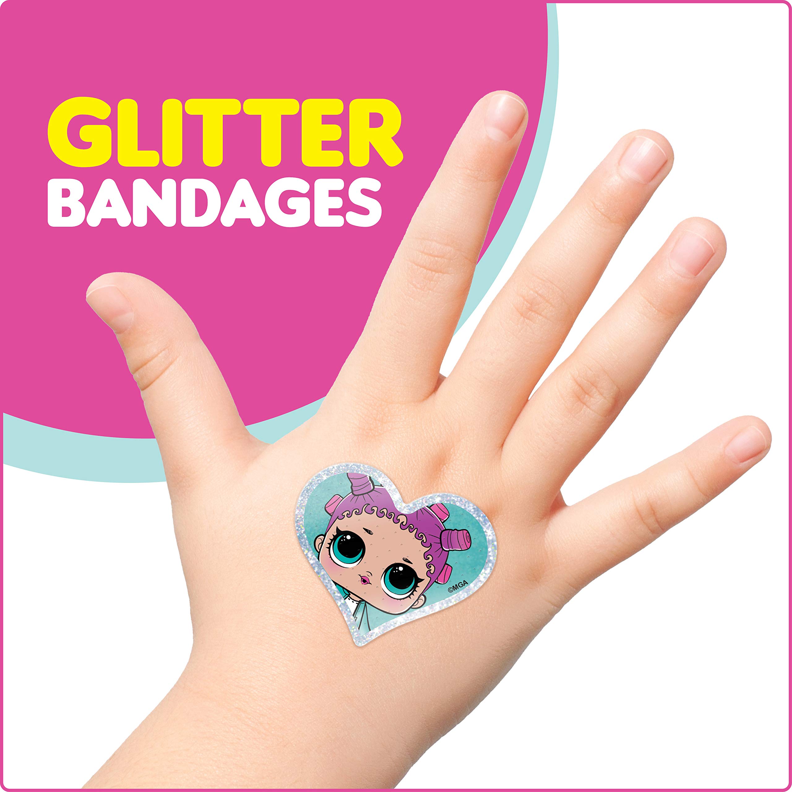 LOL Surprise! Shapes Glitter Kids Bandages, 20 CT, 3 Pack | Wear Like Stickers, Adhesive Bandages for Minor Cuts, Scrapes, Burns. Great Stocking Stuffer or White Elephant