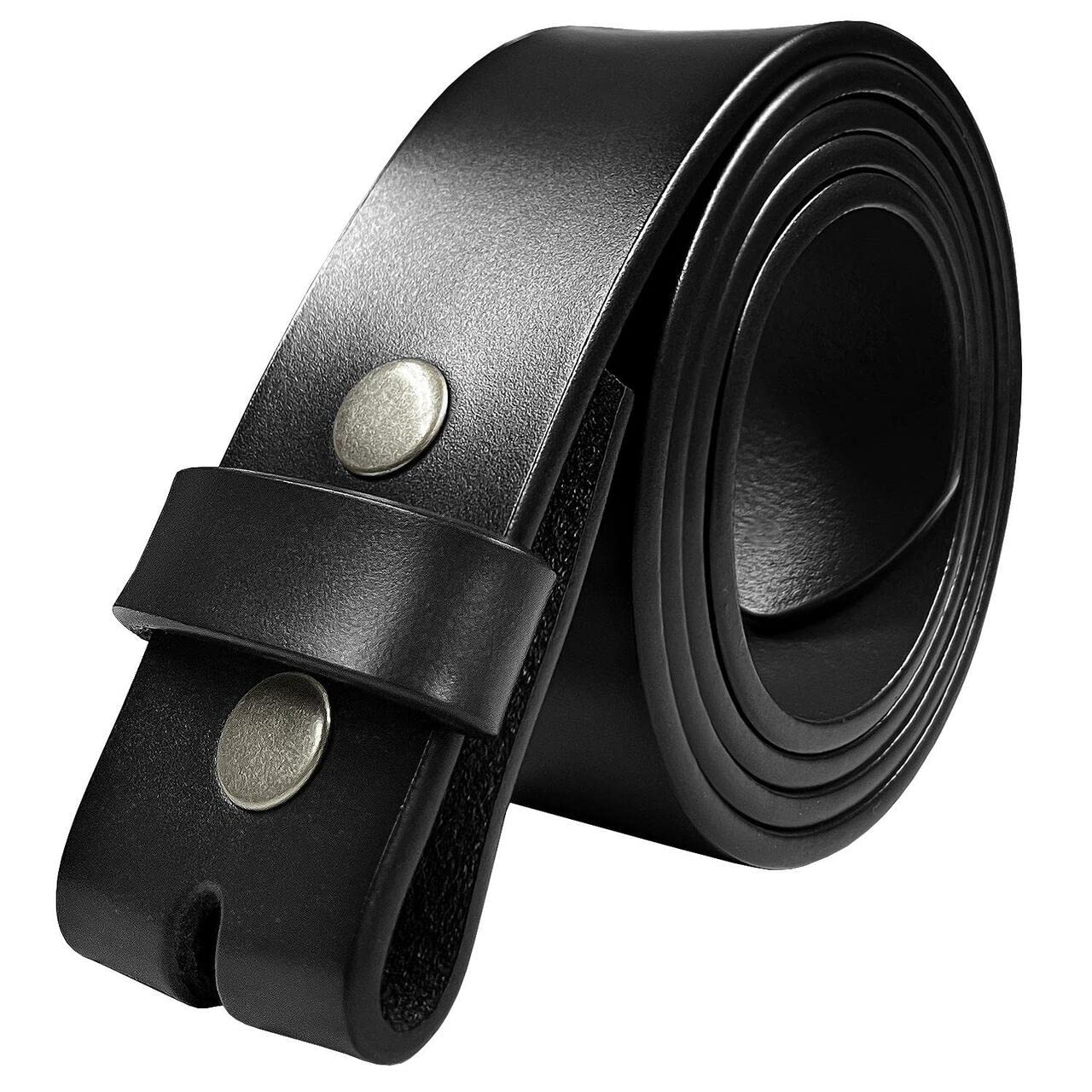 Men's Replacement Belt Strap Genuine Leather Plain Casual Belt Strap with Snaps 1-1/2"(38mm) Wide (Black, 36)