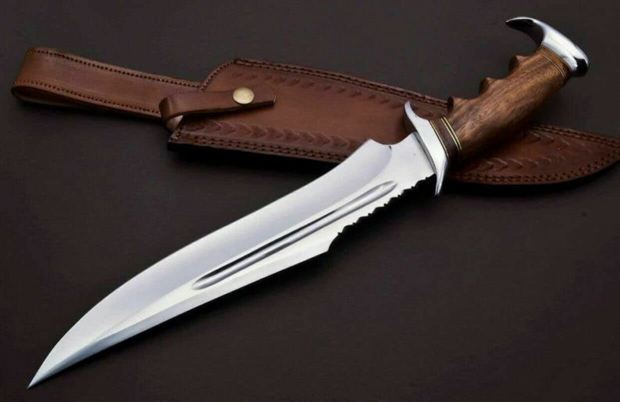 PSK115 - Custom Handmade Steel Hunting Bowie Knife - Rose Wood Handle Hunting Lover Gift