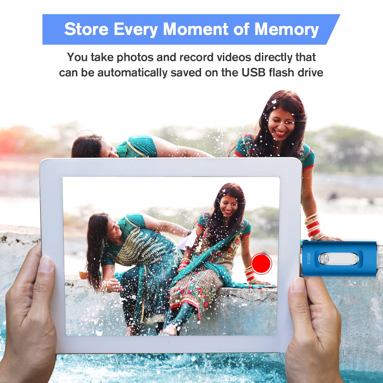 Thumb Drive 512GB for Phone, USB Memory Stick External Storage Flash Drive Photo Stick