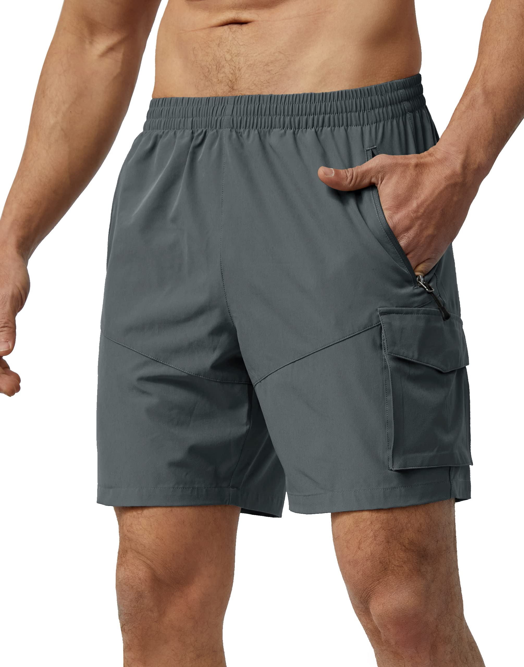 Nomolen Men's Hiking Cargo Shorts Lightweight Quick Dry Athletic Shorts with Multi Pocket for Workout Golf Camping Casual