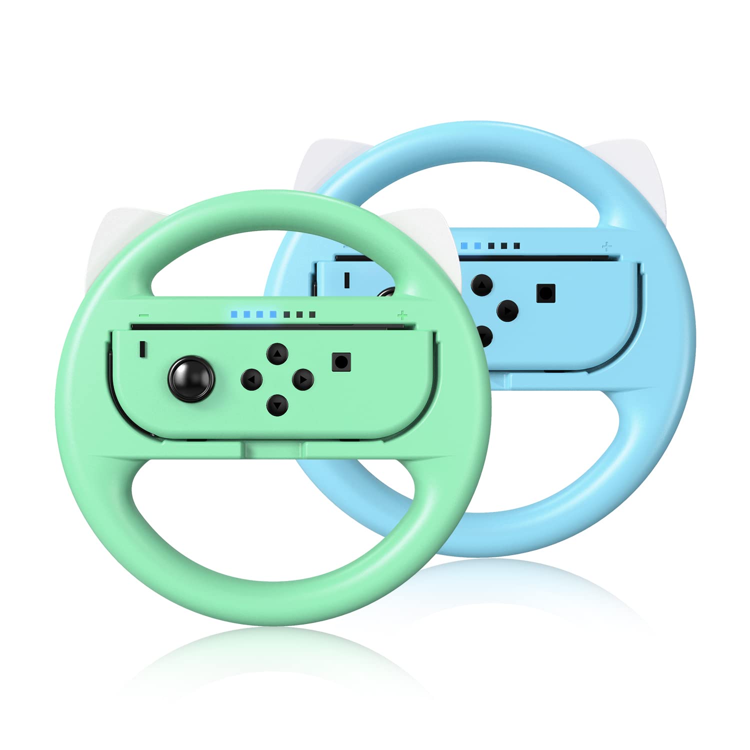 momen Switch Steering Wheel for Nintendo Switch Accessories,Racing Wheels for Mario Kart 8 Deluxe,Compatible with Switch JoyCon Controllers(2 Pack,Blue & Green)