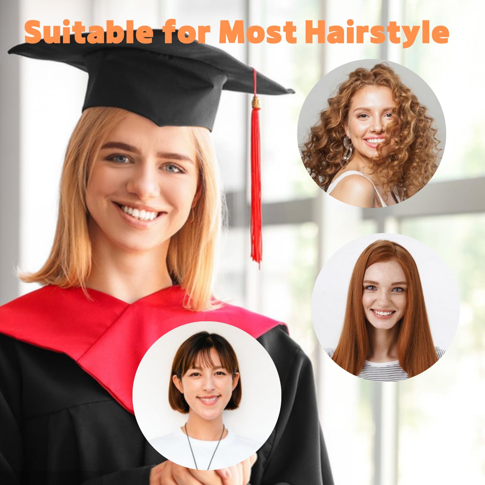 PLLCJB Graduation Cap Headband, Grad Cap Headband, Grad Cap Band Secures Your Graduation Cap. Don't Change Your Hair Hat Accessories for Graduates, Students, Women Black