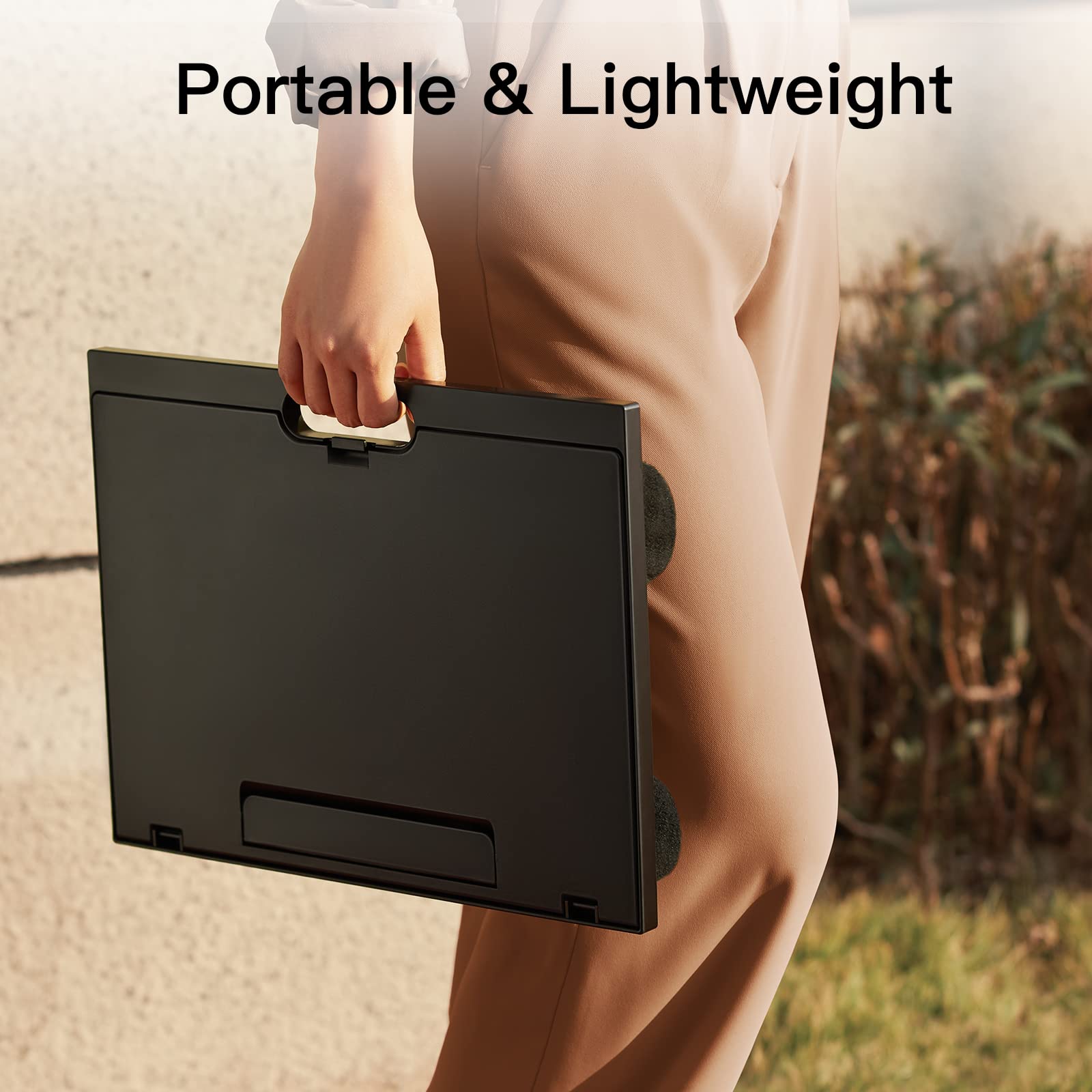 LORYERGO Laptop Lap Desk - Adjustable Lap Desk for Laptop with 8 Angles & Dual Cushions, Computer Lap Desk Fits up to 15.6 Inch Laptops, Portable Laptop Desk Lap Table with Handle for Bed/ Sofa/ Car