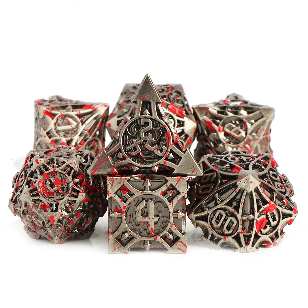 QIYECAO DND Dice DND Metal Dice Set Use Solid Design with Metal Box for RPG DND Dice Collector Board Game Player